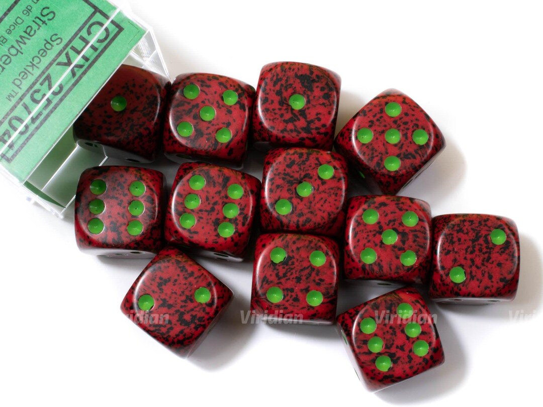 Speckled Strawberry | Green & Red | D6 Block | Chessex Dice (12) - Etsy