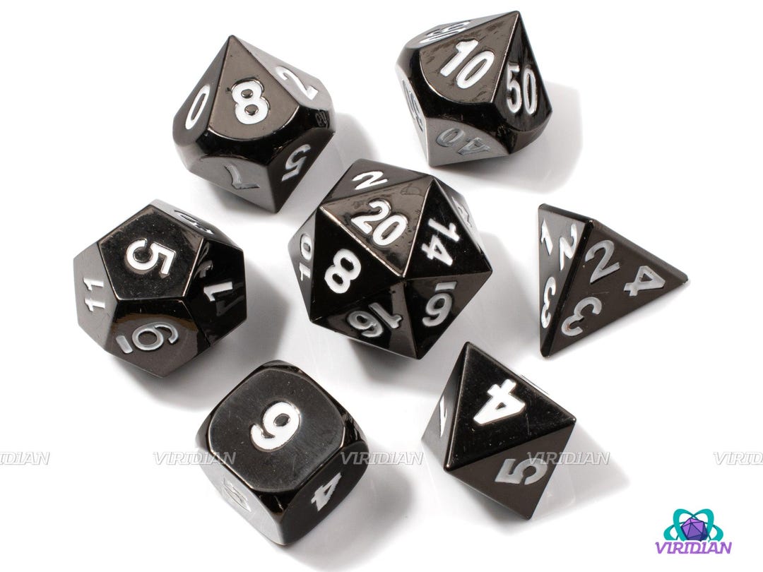 Shadow Step | Black Gloss Metal Dice Set (7) | Dungeons and Dragons ...