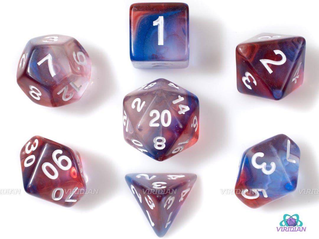 République | Red, Blue, Translucent Ribbon Swirl Acrylic Dice Set (7 ...