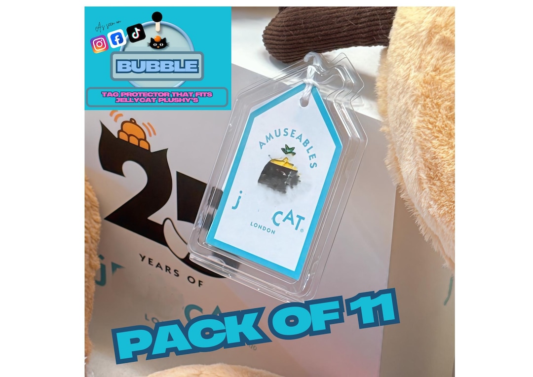 Pack of 10 X Jellycat Bubble Tag Protectors. Tag Protector for Jellycat ...
