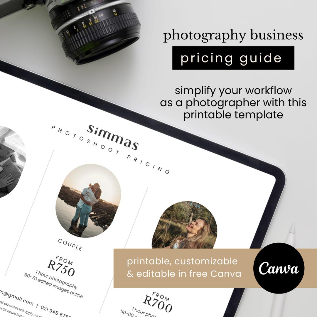 Editable Photography Pricing Guide Template | Canva Landscape Price ...