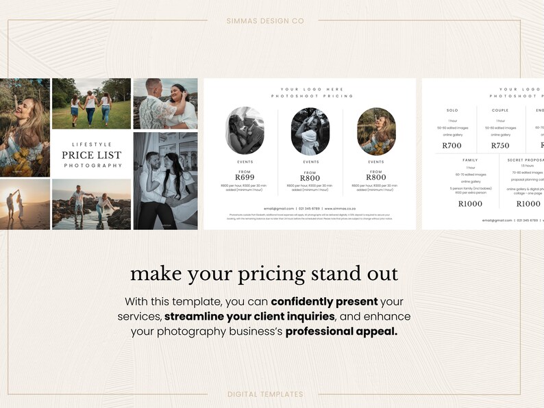 Editable Photography Pricing Guide Template | Canva Landscape Price ...
