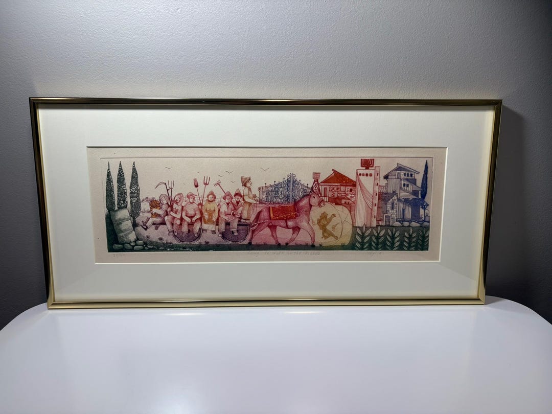 25”x12” Authentic Framed Amram Ebgi Lithograph Depicting "going to Work ...