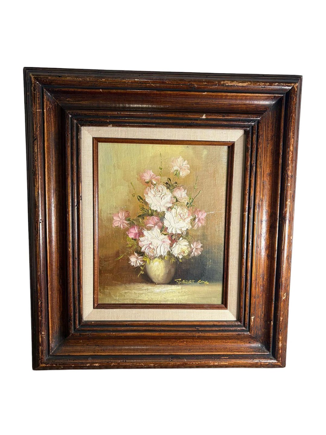 ROBERT COX - Oil Painting on Board 18"x16" - Pink Floral Still Life - Etsy