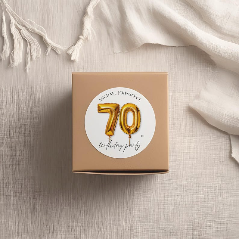 70th Birthday Sticker Canva Template, Printable Round Labels, Party ...