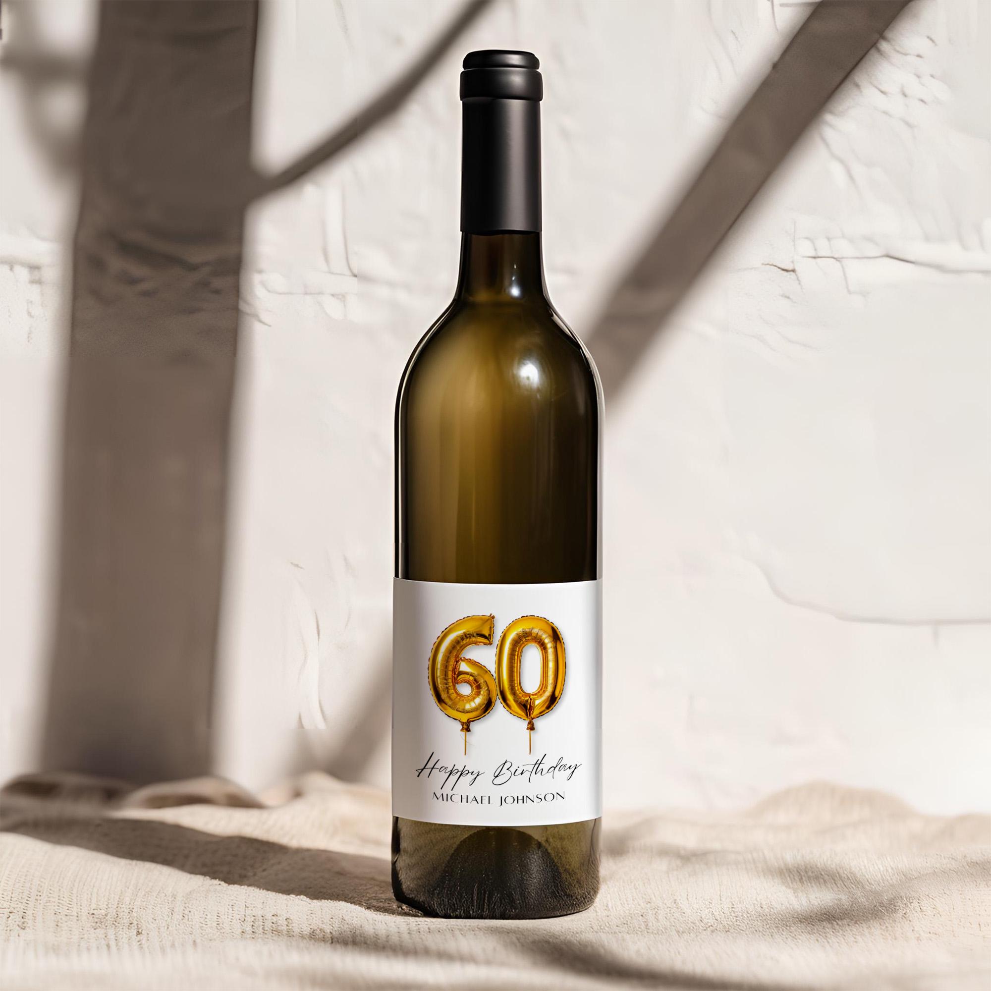 Editable 60th Birthday Wine Label Canva Template, Bottle Sticker ...