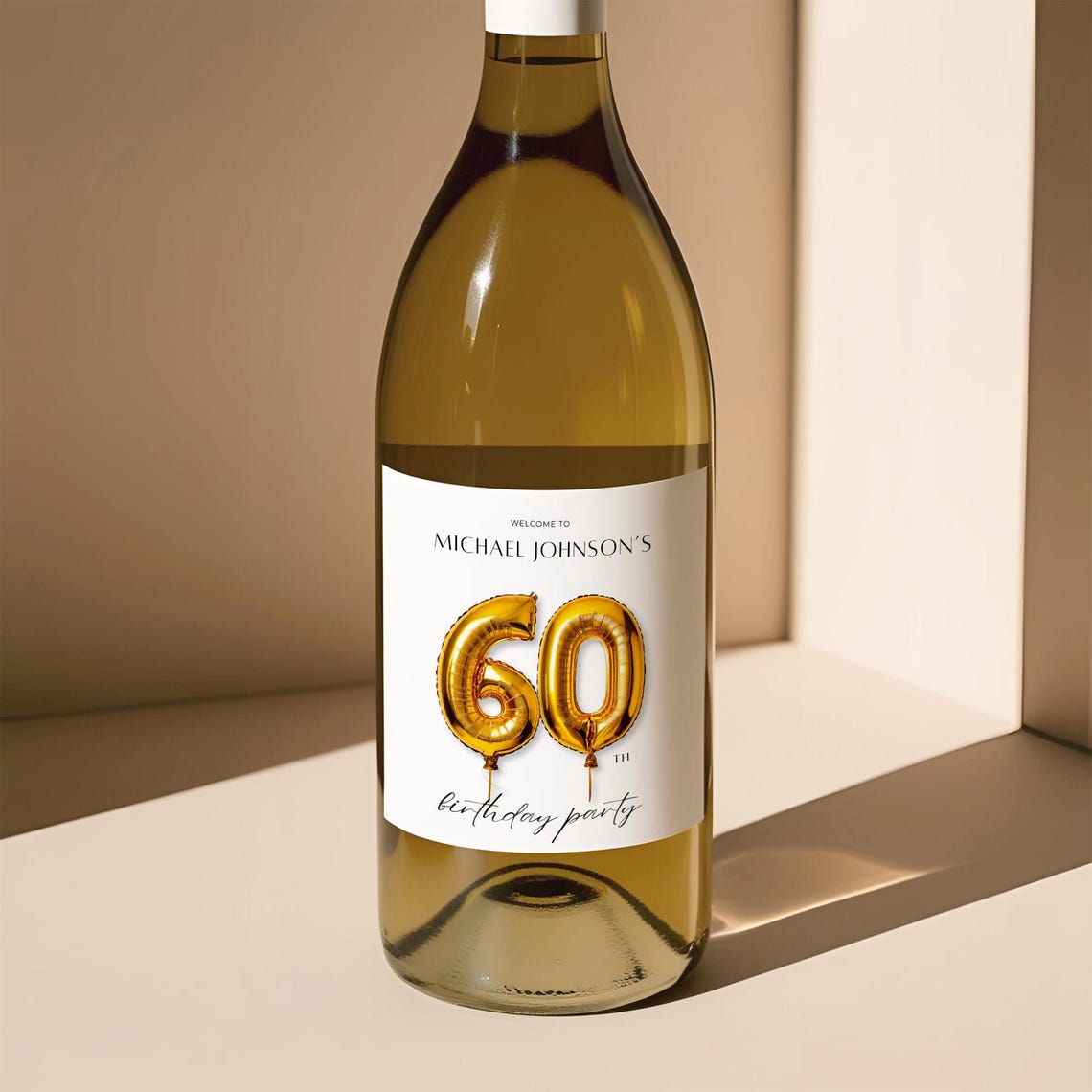Editable 60th Birthday Wine Label Canva Template, Bottle Sticker ...