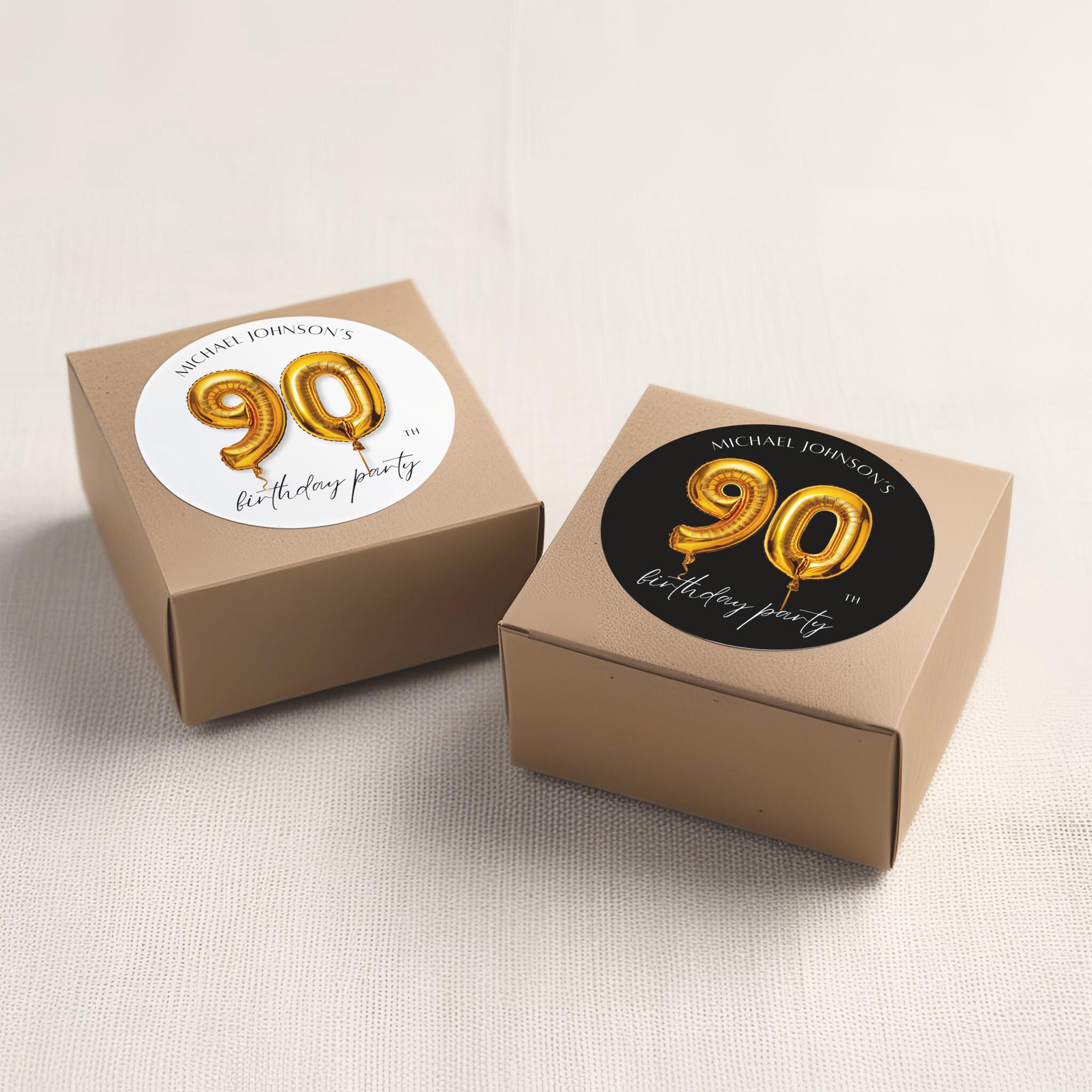 Editable Custom Sticker, 90th Birthday Canva Template, Printable Round ...