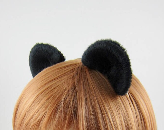 Panda Bear Ears Black Bear Hair Clips Fluffy Plush Baby Bear Costume ...