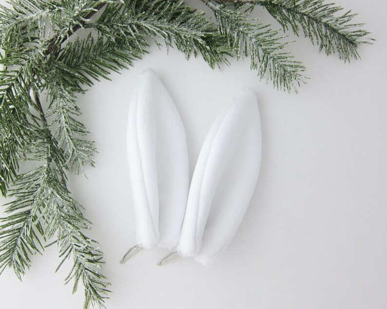 White Rabbit Ears Hair Clips White Bunny Ears | Etsy