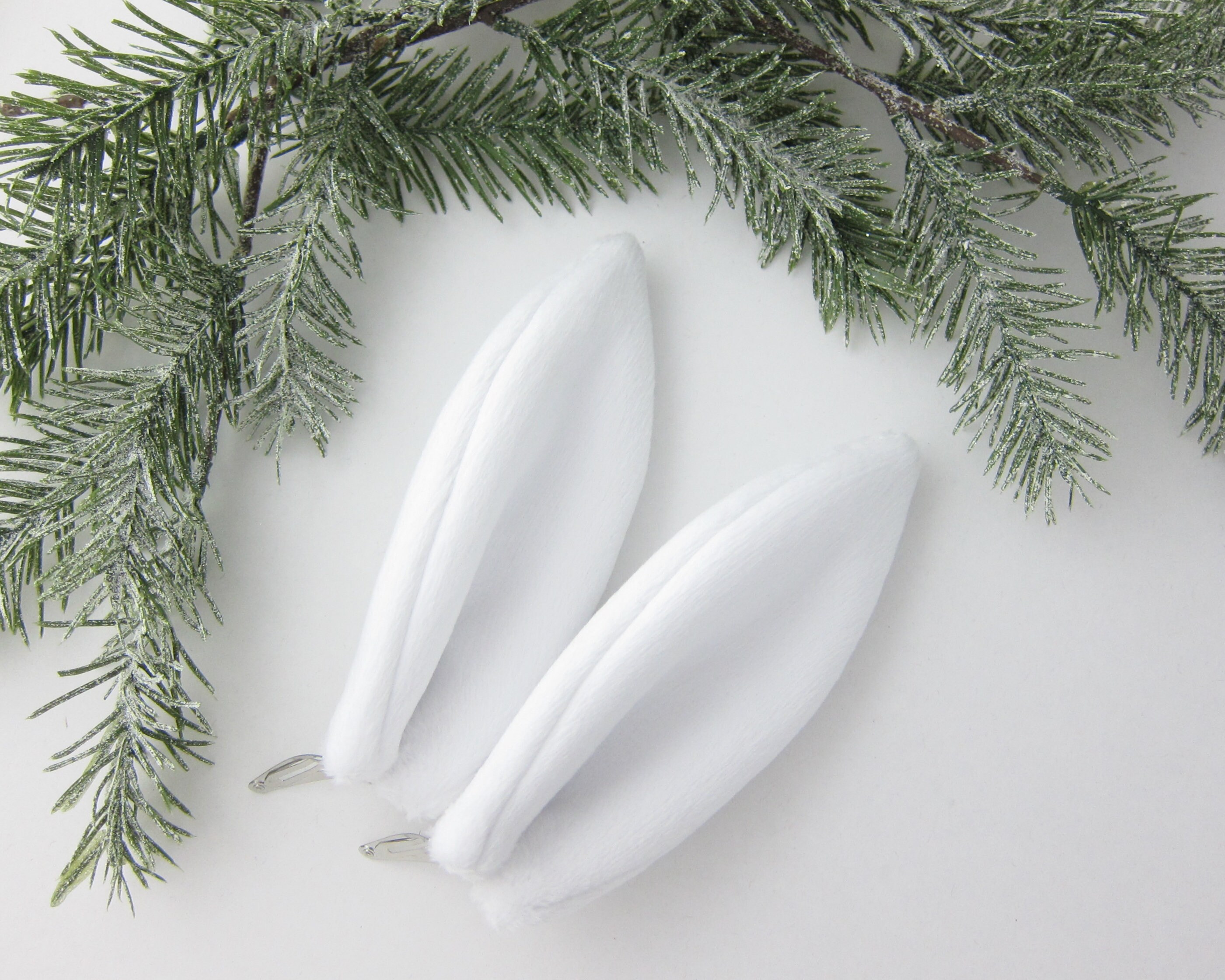 White Rabbit Ears Hair Clips White Bunny Ears | Etsy