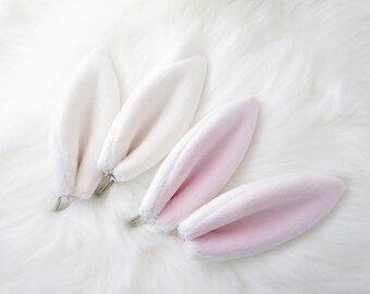 White Rabbit Ears Hair Clips White Bunny Ears - Etsy