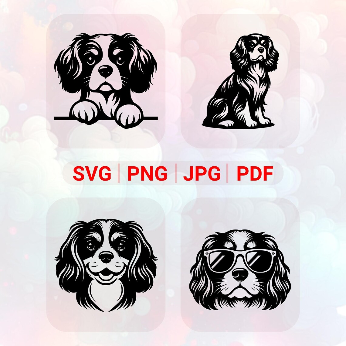 Cavalier King Charles Spaniel SVG: PNG, Dog Bundle, Laser Cut File ...