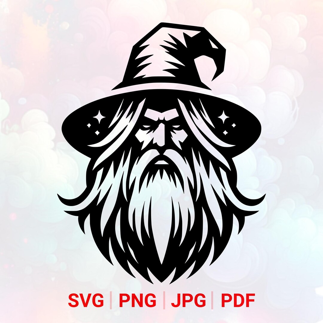 Wizard Head SVG: PNG, Magician Clipart, Vector Design, Laser Cut File ...