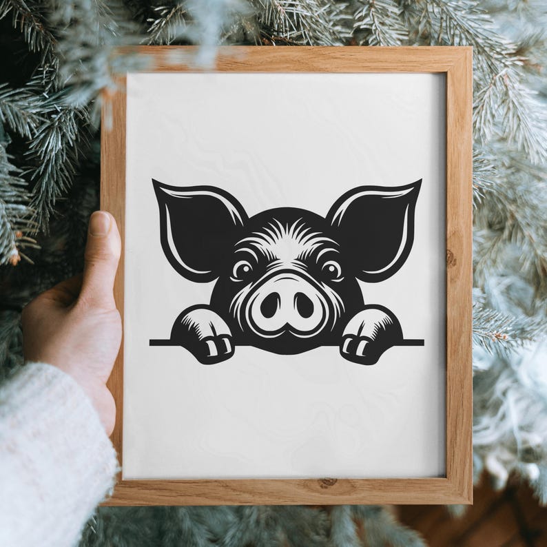 Peeking Pig Svg Png,hog Raiser Svg,clipart,vector Image,engraving ...