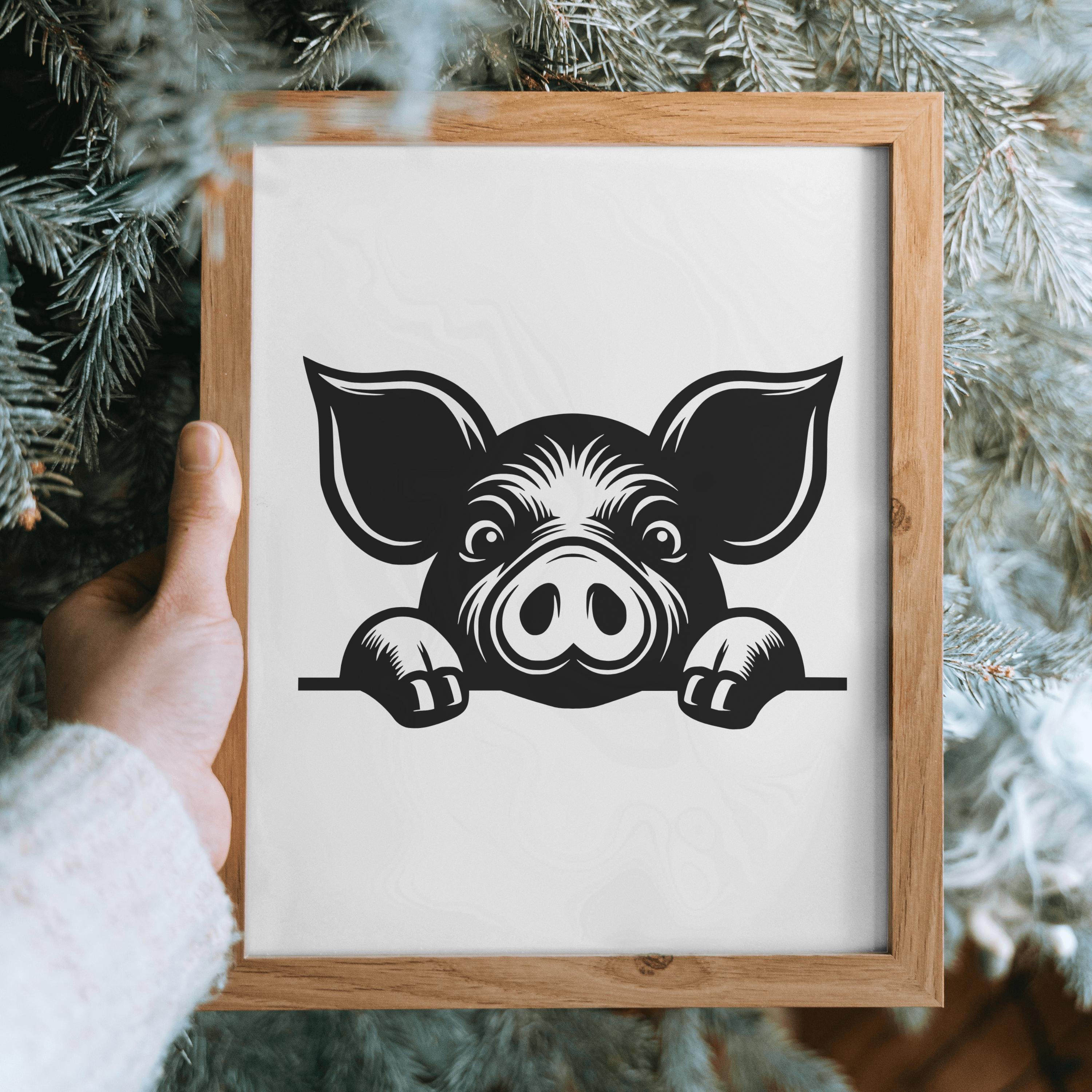 Peeking Pig Svg Png,hog Raiser Svg,clipart,vector Image,engraving ...