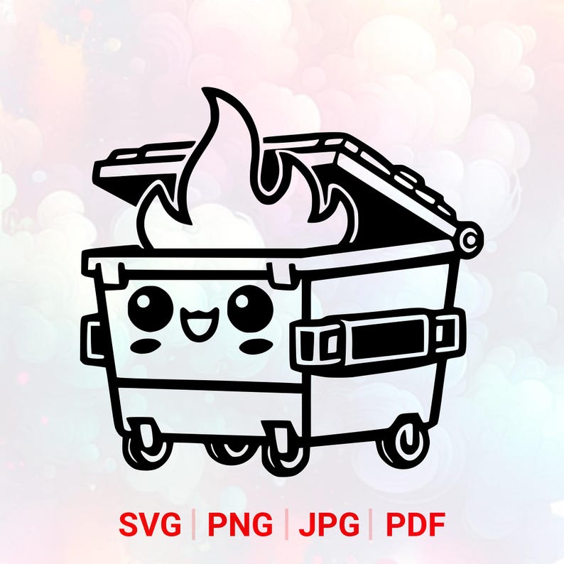 Cute Dumpster Fire SVG: PNG, Clipart, Vector, Laser Cut File (digital ...