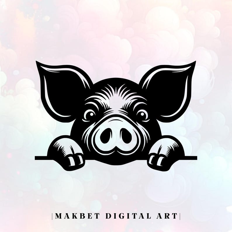 Peeking Pig Svg Png,hog Raiser Svg,clipart,vector Image,engraving ...