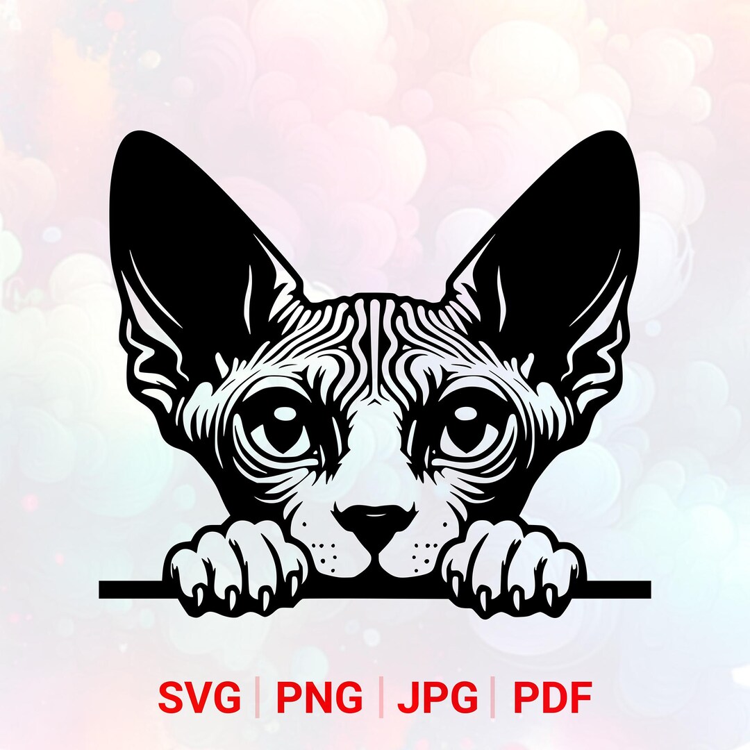 Peeking Sphynx SVG: PNG, Cat Clipart, Vector Design, Laser Cut File ...