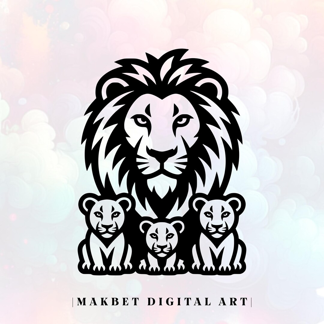 Dad Lion and Cub Svg & Png,papa Lion,wild Safari Animal,clipart,vector ...