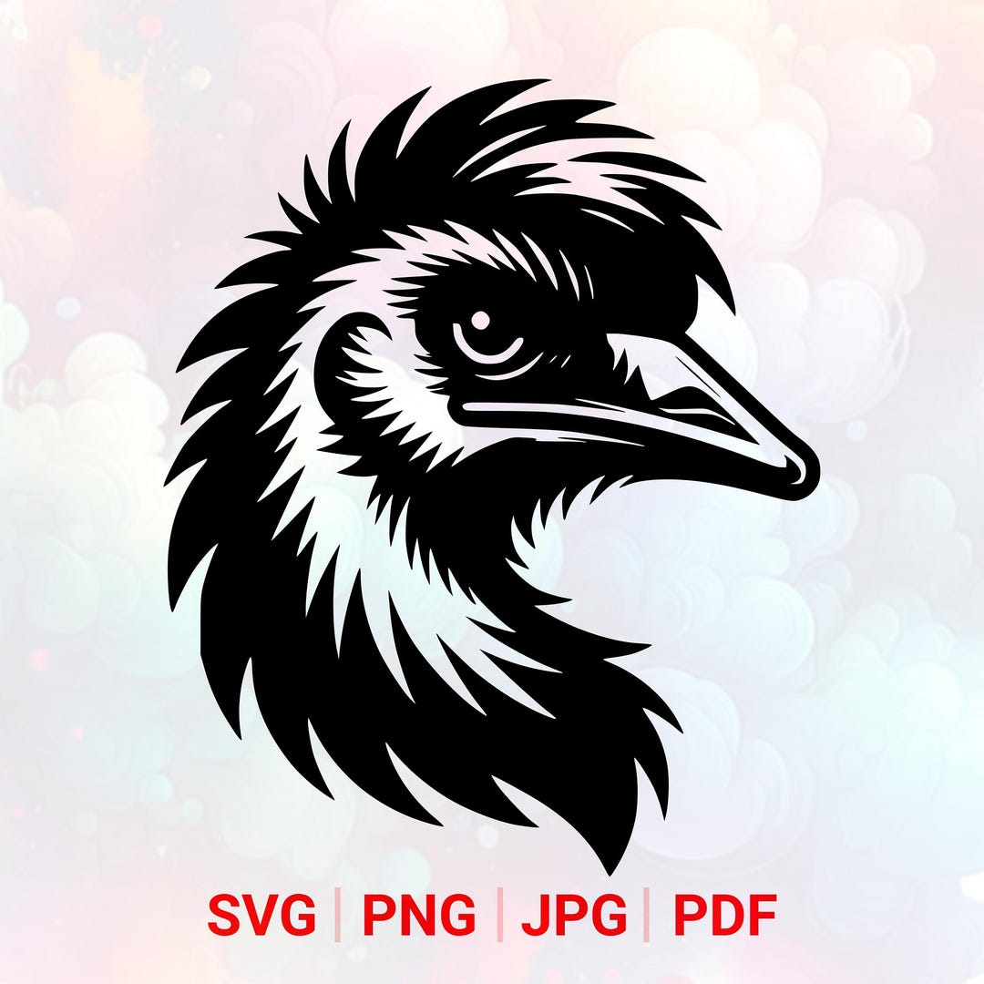 Emu Head SVG: PNG, Animal Clipart, Vector Design, Laser Cut File ...