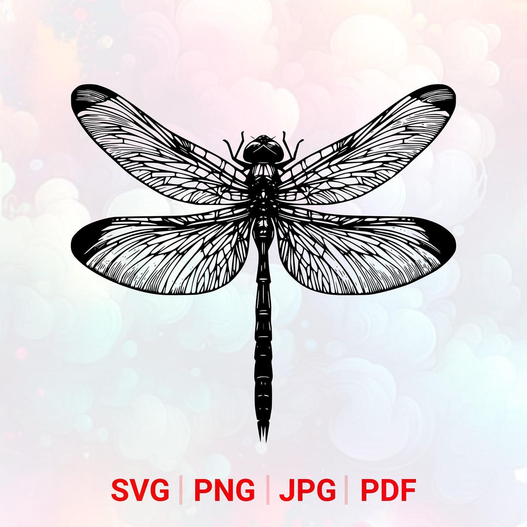 Dragonfly SVG: PNG, Insect Clipart, Vector Design, Laser Cut File ...