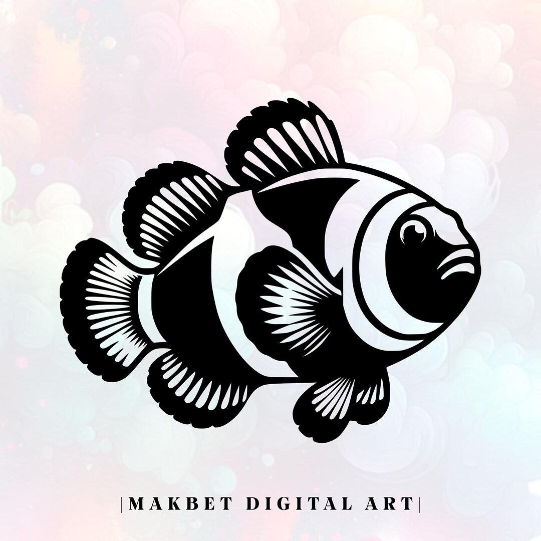 Clownfish SVG: Animal PNG, Fish Clipart, Vector Design, Laser Cut File ...