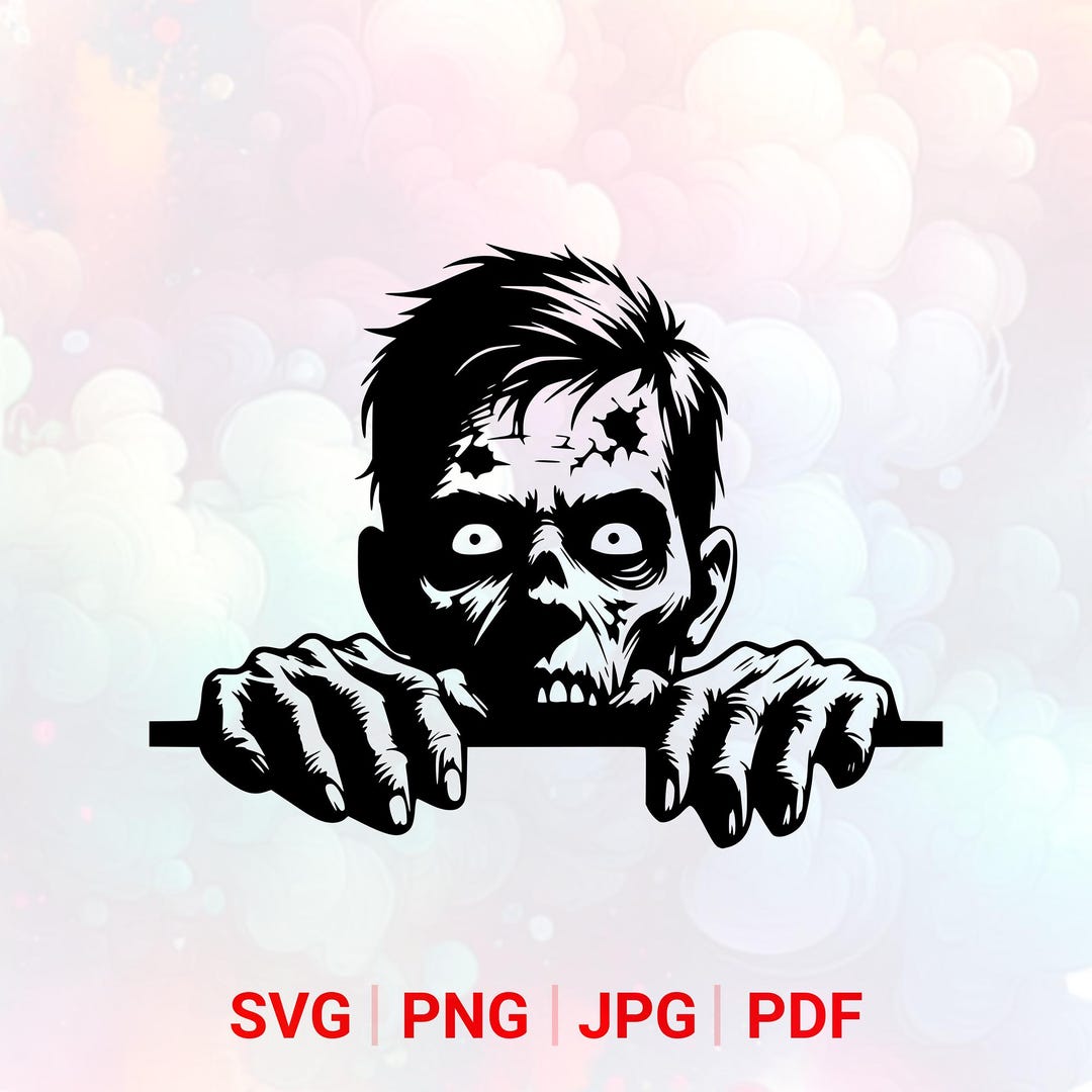 Peeking Zombie SVG: PNG, Horror Clipart, Vector, Laser Cut File ...