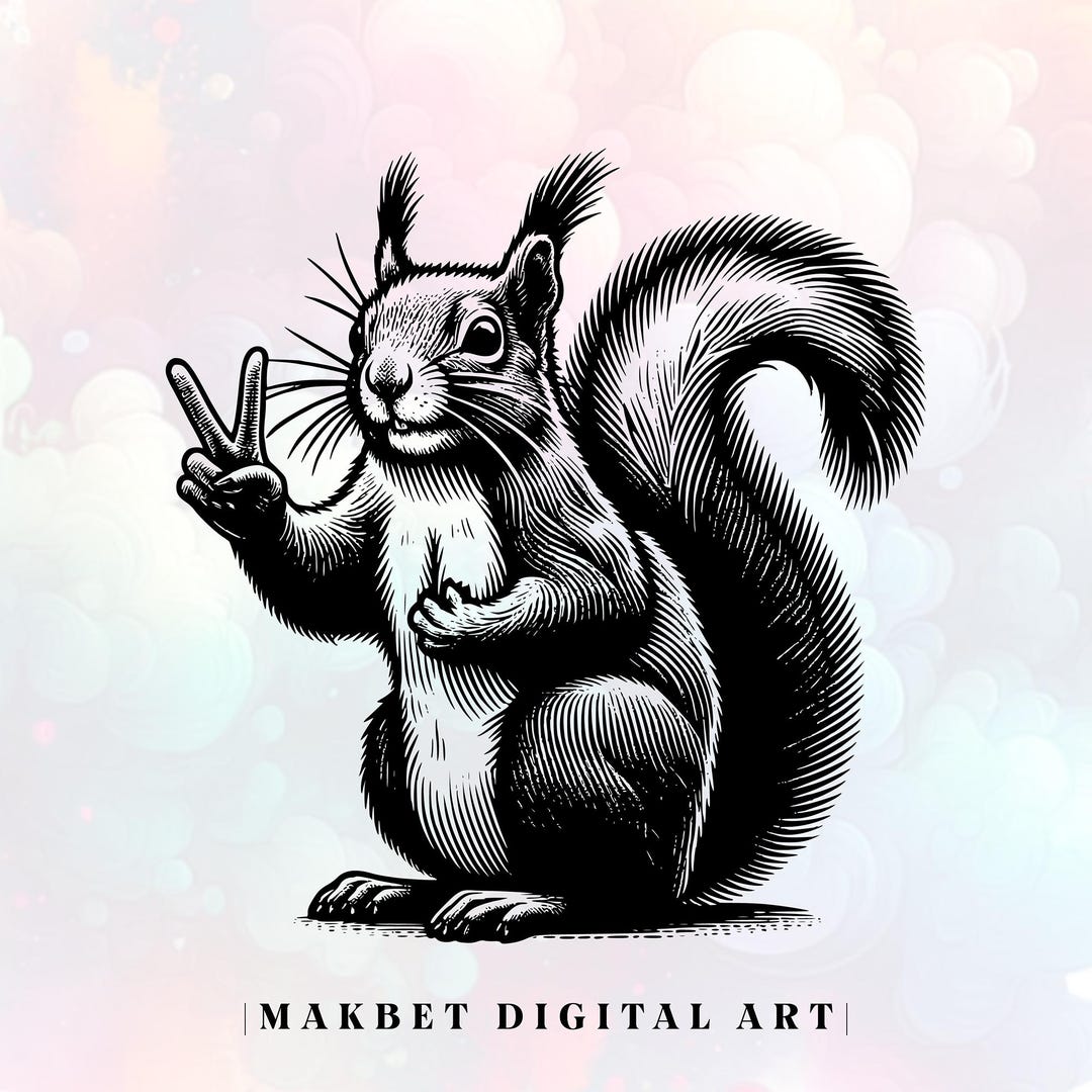 Squirrel Giving the Peace Sign Svg & Png,squirrel Clipart,squirrel ...