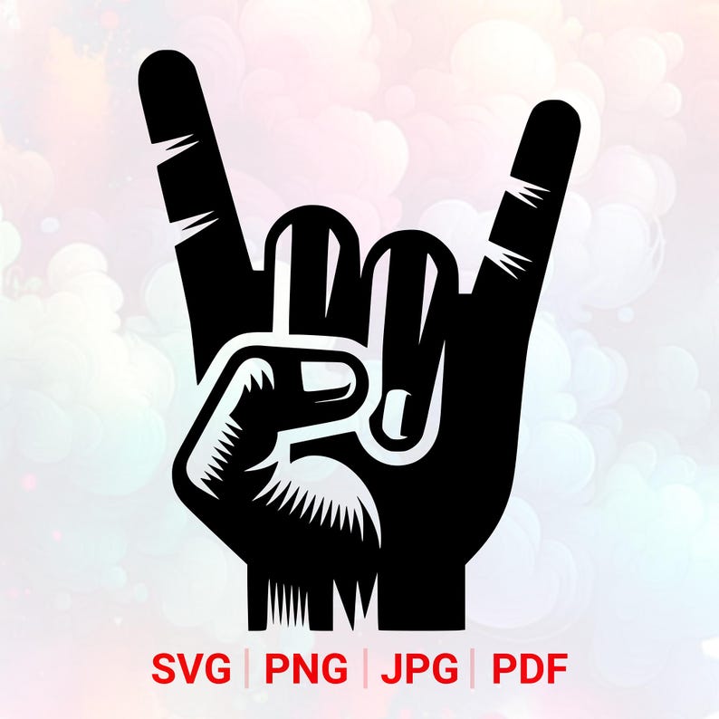 Rock on Hand SVG: PNG, Rocker Clipart, Vector Design, Laser Cut File ...