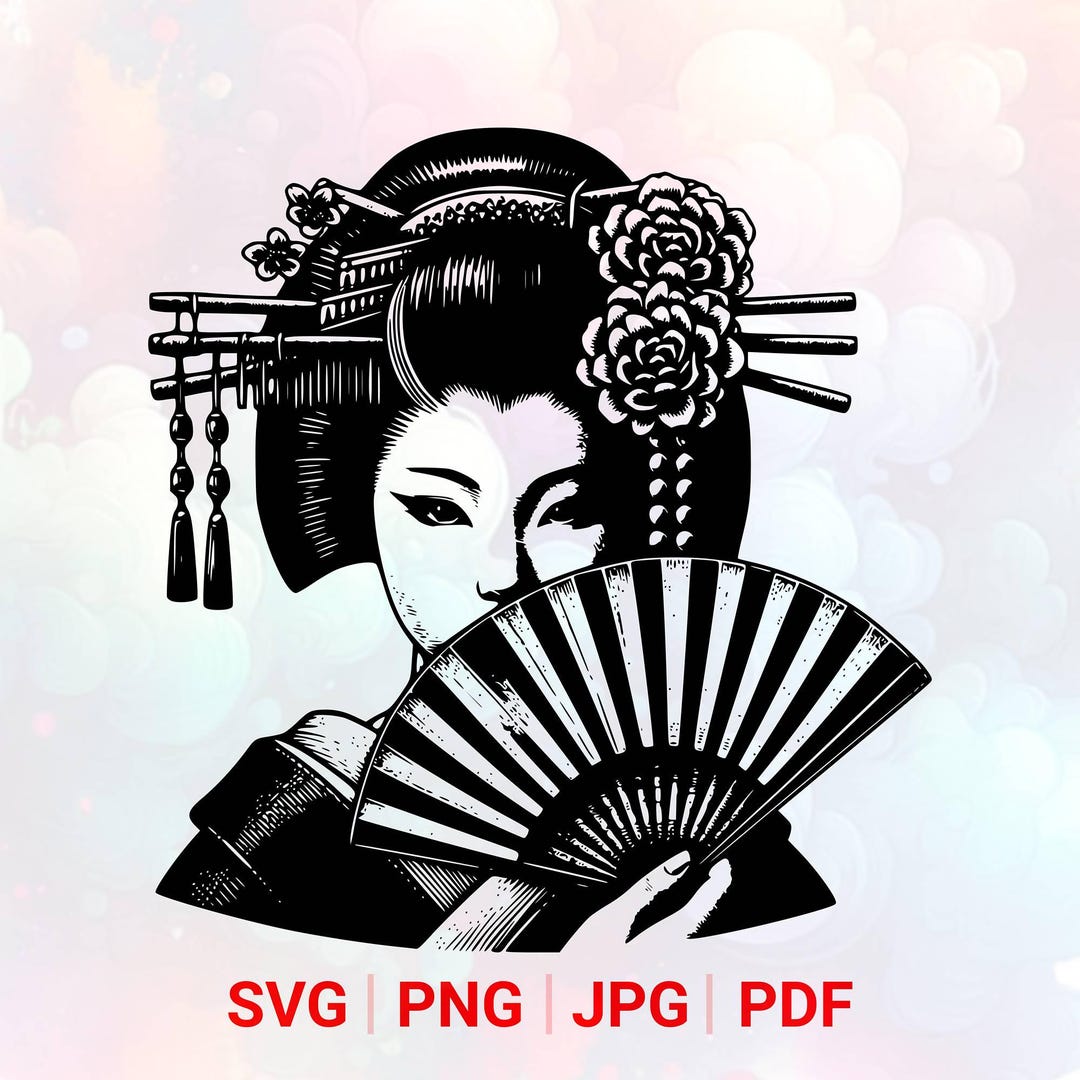 Geisha Empress SVG: PNG, Japanese Girl, Shirt, Stickers, Cut File ...