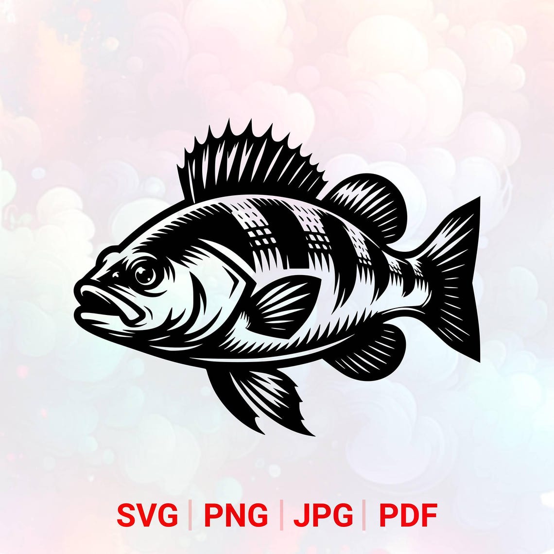 Perch Fish SVG: PNG, Fishing Clipart, Vector Design, Laser Cut File ...
