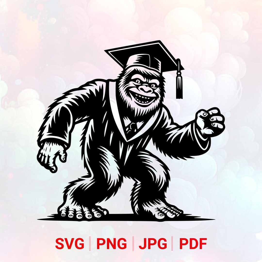 Bigfoot SVG: PNG, Graduation Clipart, Vector Design, Laser Cut File ...