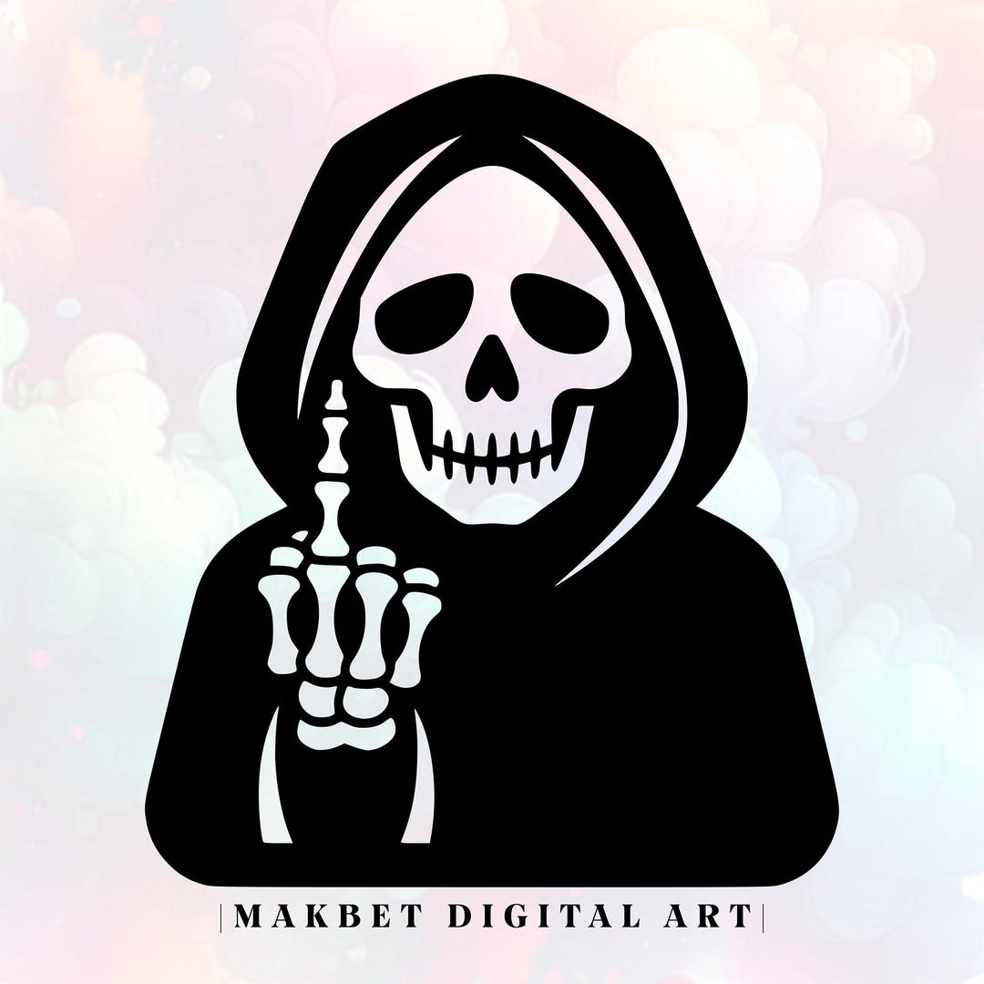 Grim Reaper Middle Finger SVG: Skull PNG, Skeleton Clipart, Laser Cut ...