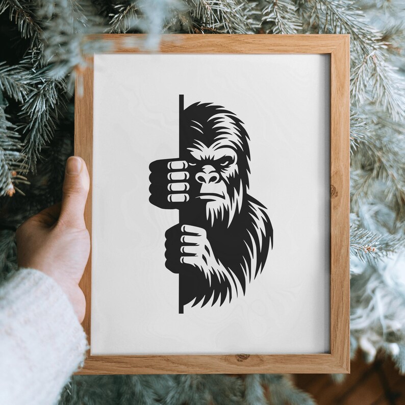 Peeking Bigfoot Svg & Png,laser Engrave,sasquatch Clipart,vector ...