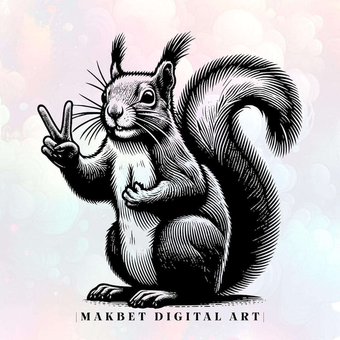 Squirrel Peace Sign SVG: PNG, Clipart, Vector, Sublimation Design ...