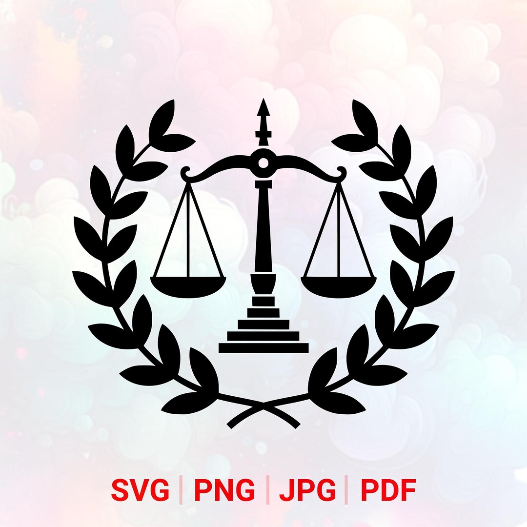 Scales of Justice SVG: PNG, Attorney Laurel Wreath, Laser Cut File ...