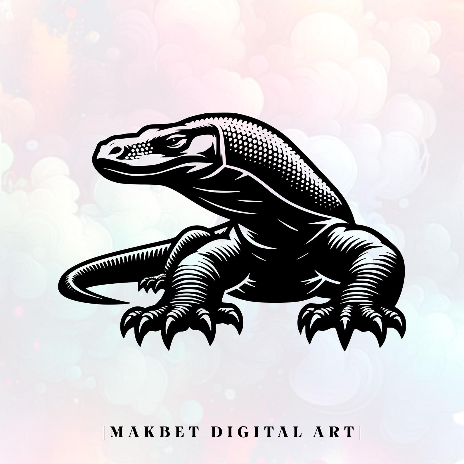 Komodo Dragon Svg & Png,lizard Svg,clipart,vector Image,laser Engraving ...