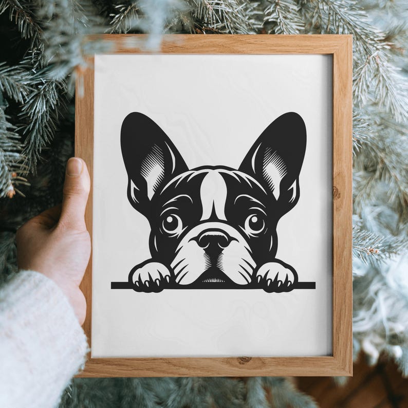 Peeking French Bulldog SVG: PNG, Dog Clipart, Vector, Laser Cut File ...