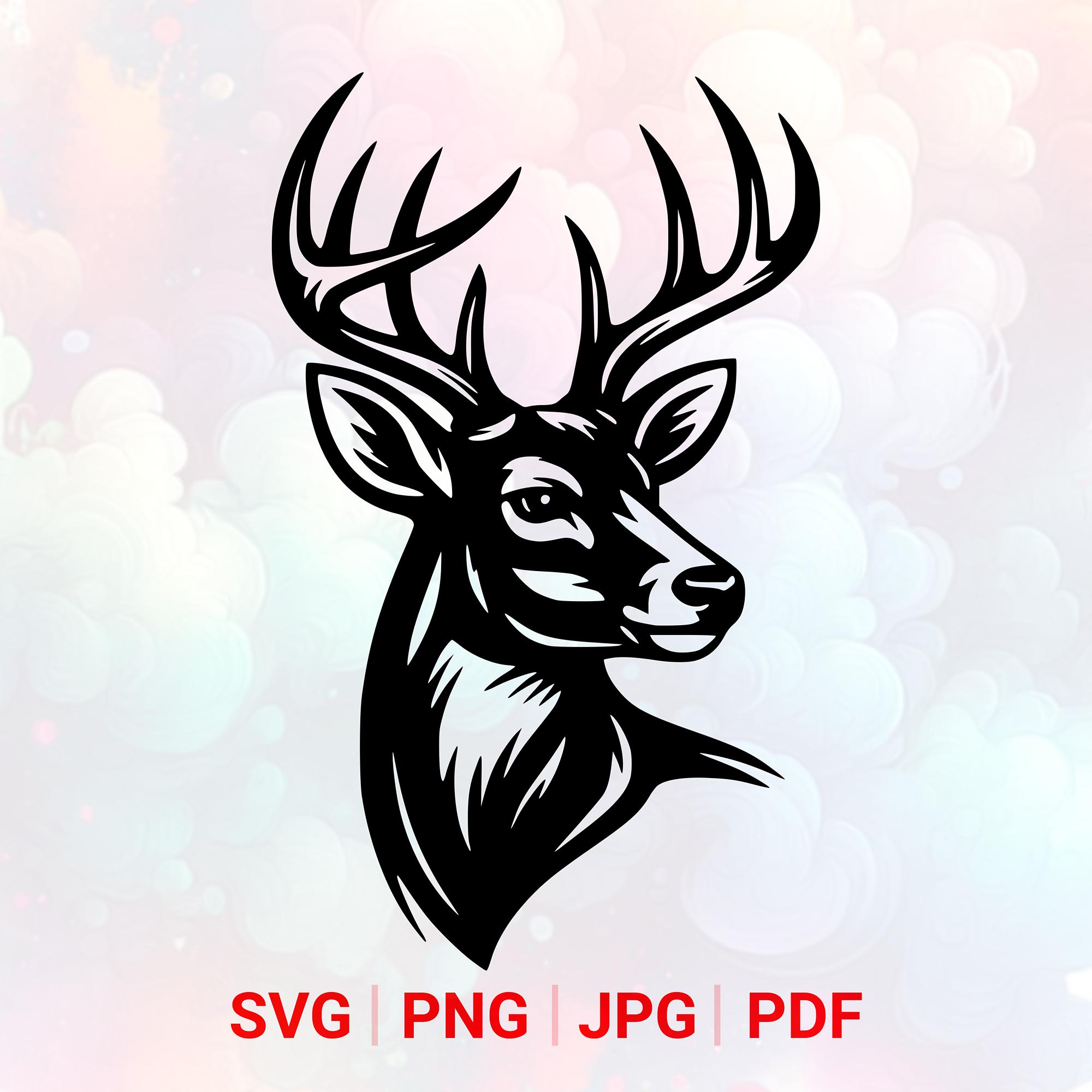 White Tail Deer Buck Head Mount SVG: PNG, Clipart, Laser Cut File ...