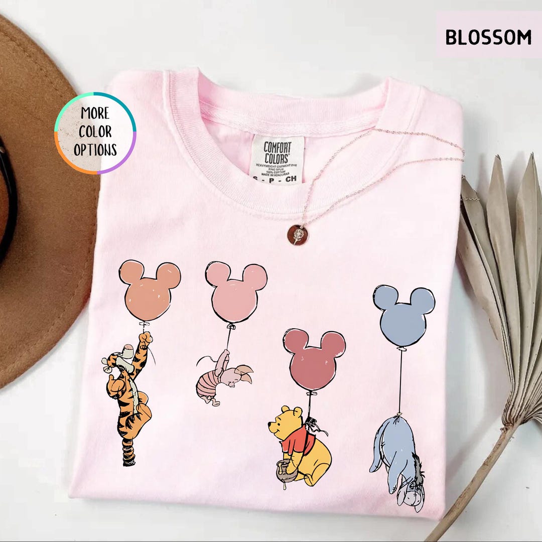 Comfort Colors® Retro Bear and Friends Disney Shirt, Disney Balloons ...