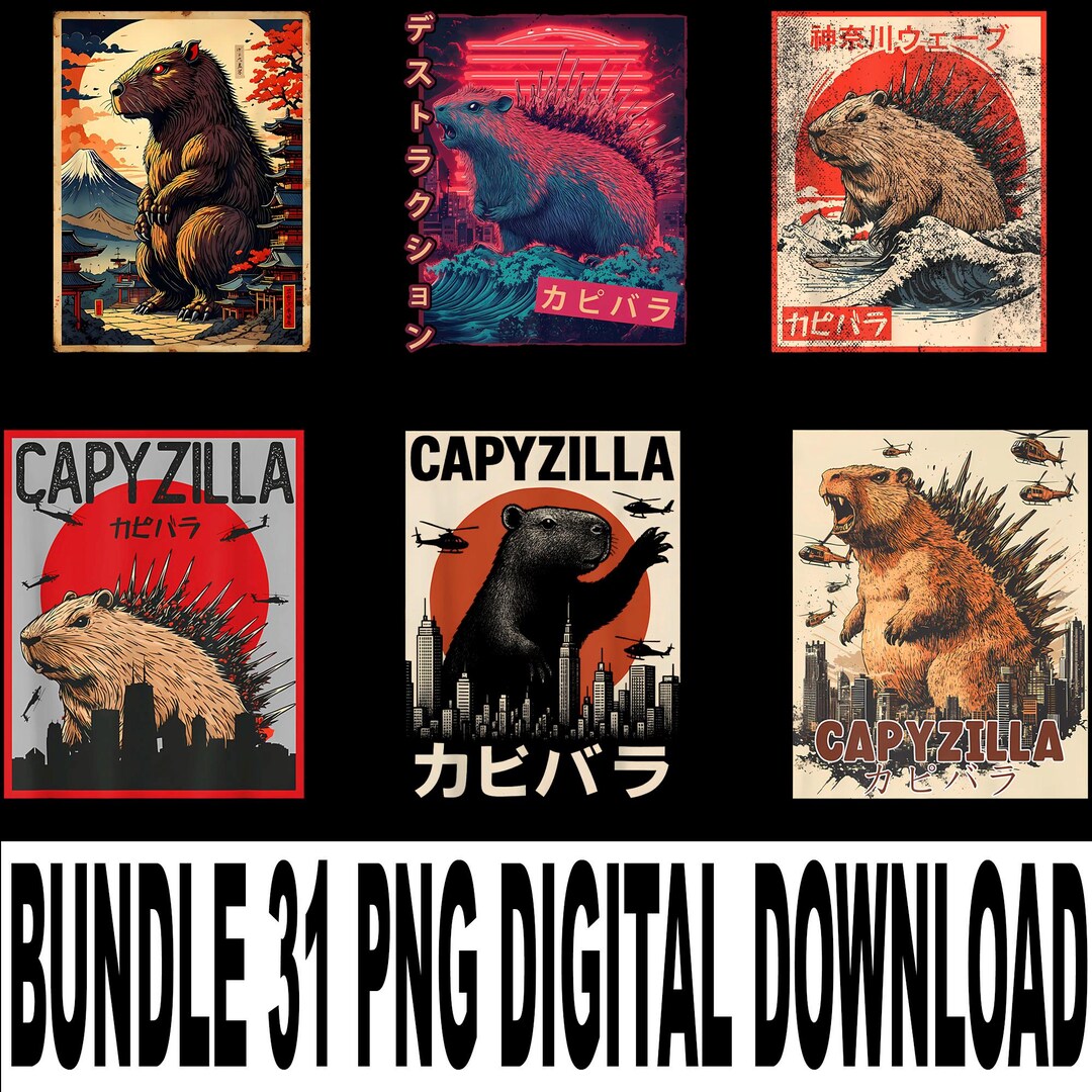 Capyzilla Capybara Png, Funny Capybara Godzilla Parody Digital Download ...