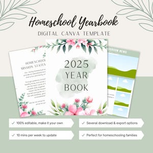 Homeschool Yearbook Template | Editable Canva Yearbook | Printable ...