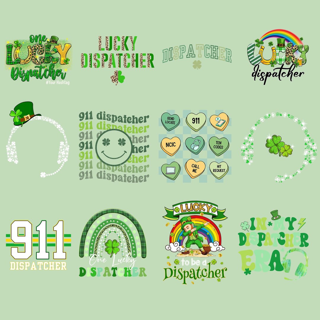 12 Pngs Dispatcher St Patrick, Bundle Digital File, Dispatcher Shamrock ...