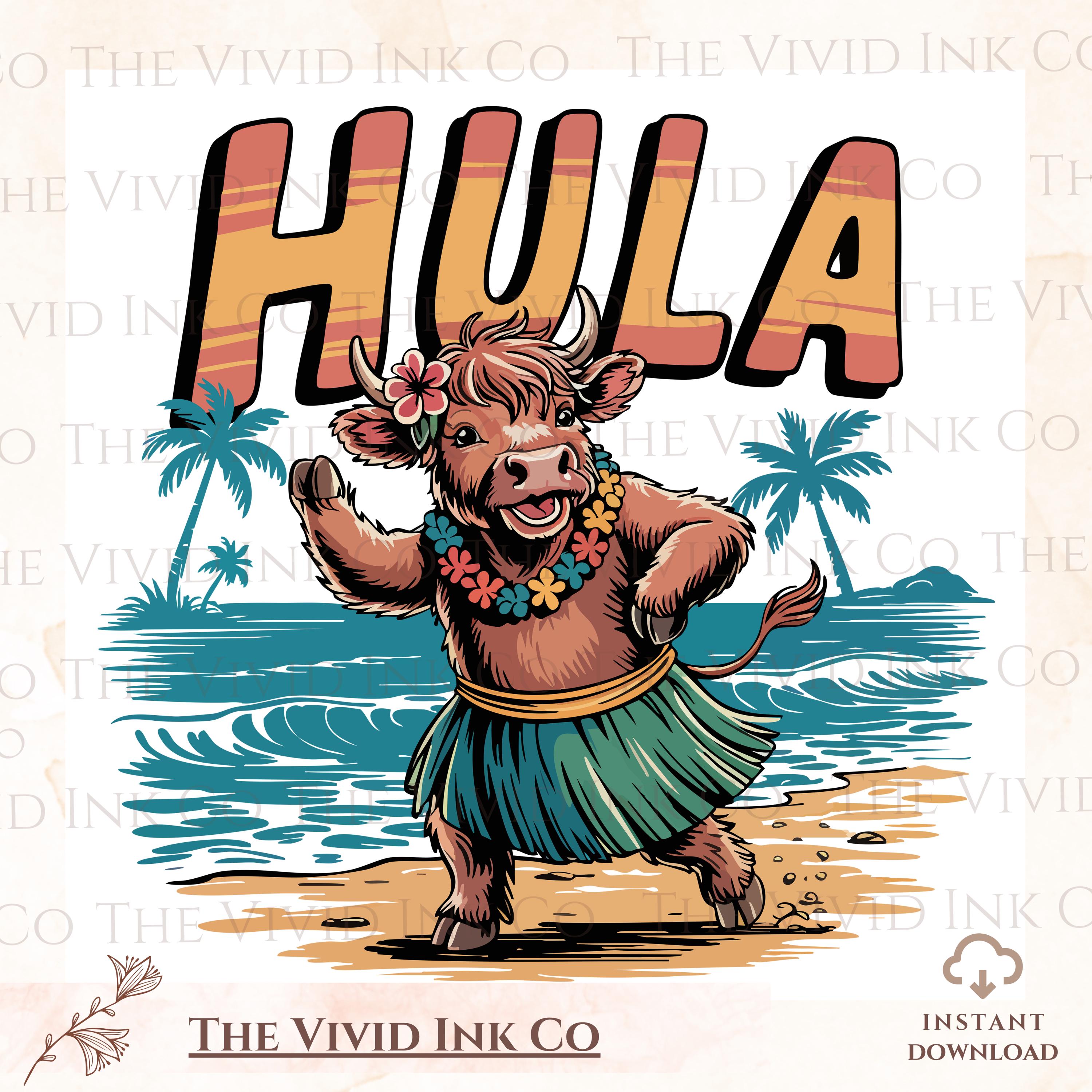 Hula Cow PNG | Hawaiian Highland Cow SVG | Funny Summer Shirt Design ...