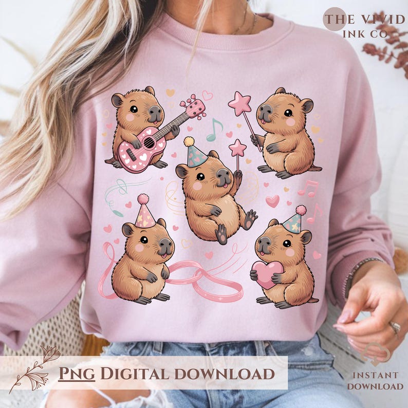 Cute Capybara Party PNG | Adorable Animal Character Art | Birthday ...