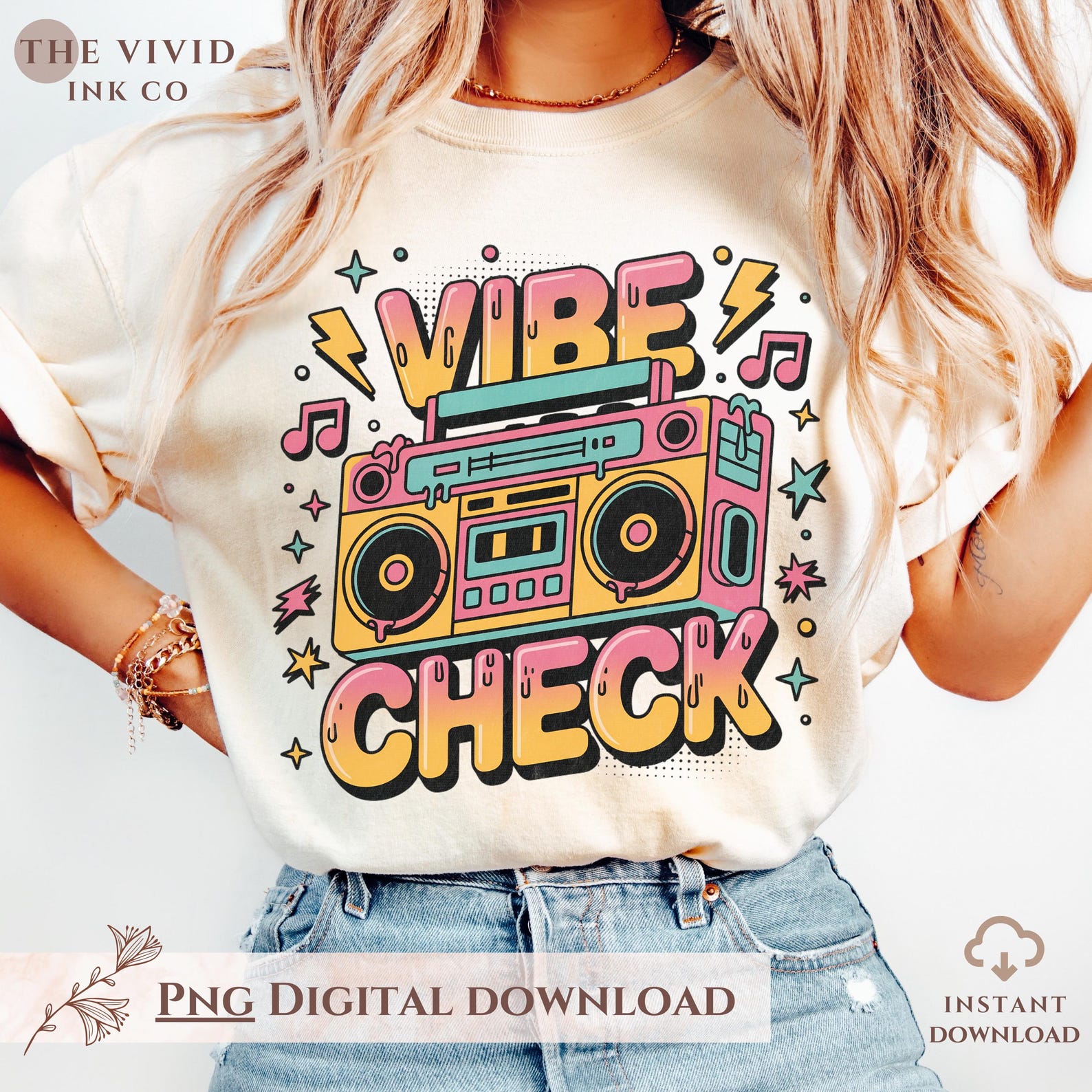Vibe Check PNG | Retro Boombox PNG | 90s Music Sublimation Design ...