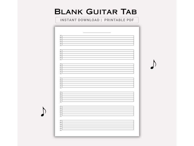 Printable Guitar Tab Half Step Down Tuning | Blank Tablature Sheet PDF ...