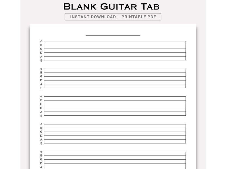 Printable Guitar Tab PDF Blank Tablature Sheet Paper for Songwriting ...