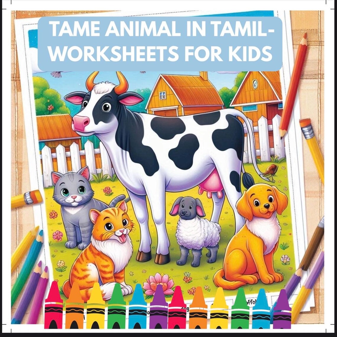 Tamil-english Animal Worksheets | Tame & Wild Animals | Preschool ...